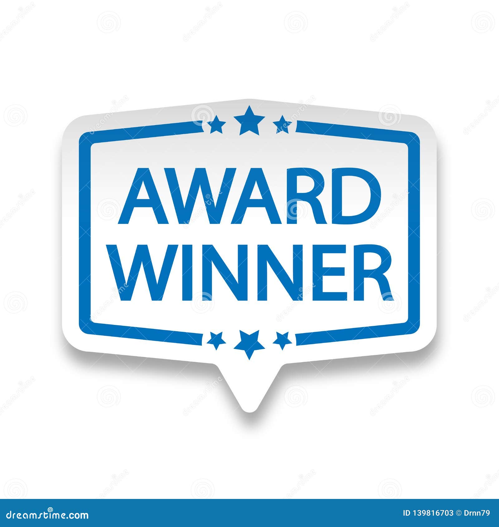 Award Winner Blue Speech Bubble in Comic Style Illustration Stock ...