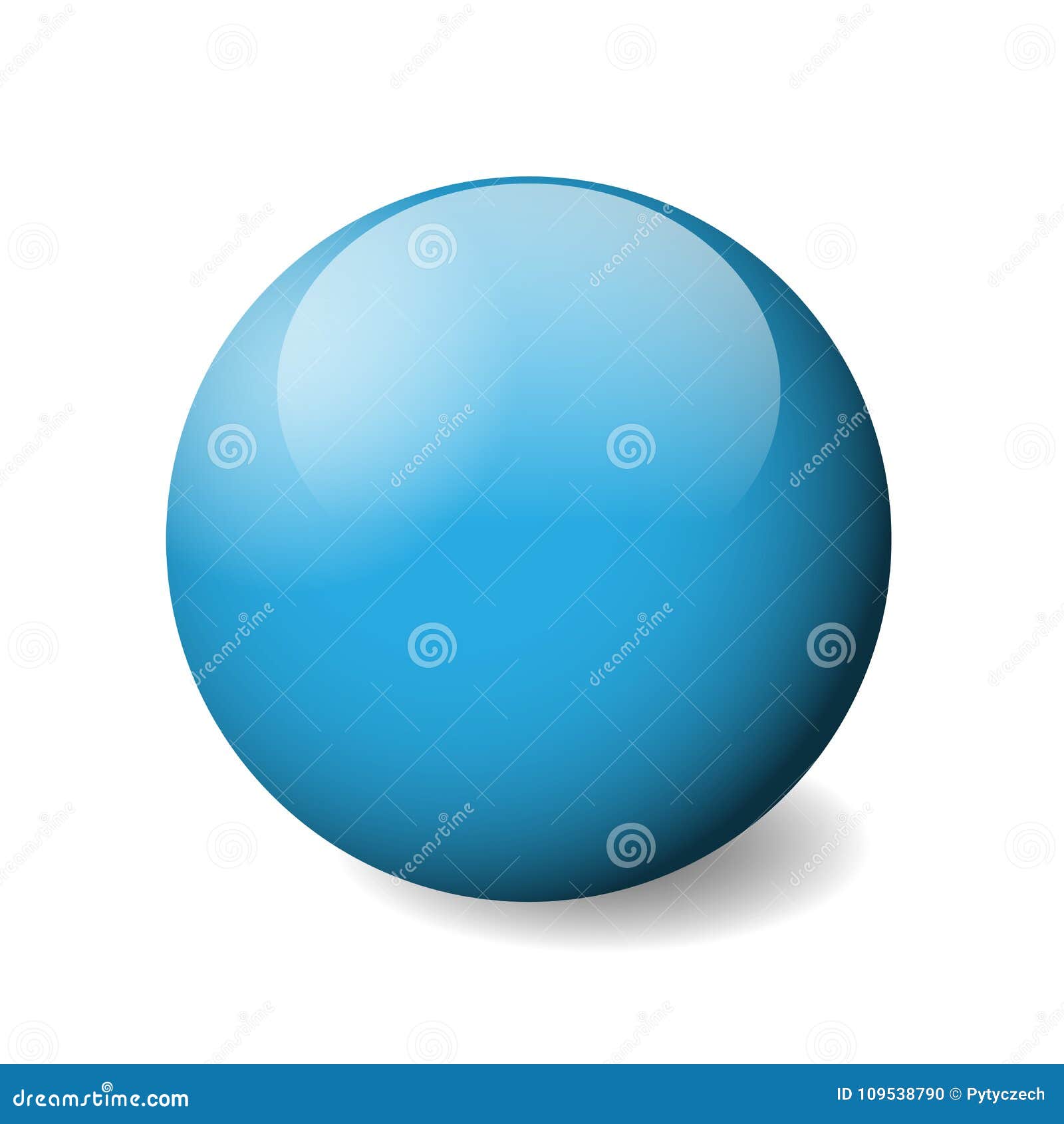 Blue Glossy Sphere, Ball or Orb. 3D Vector Object with Dropped Shadow ...