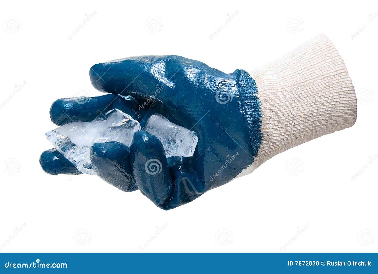 Blue Glove Hold Blocks of Ice Stock Photo - Image of cutout, hands: 7872030