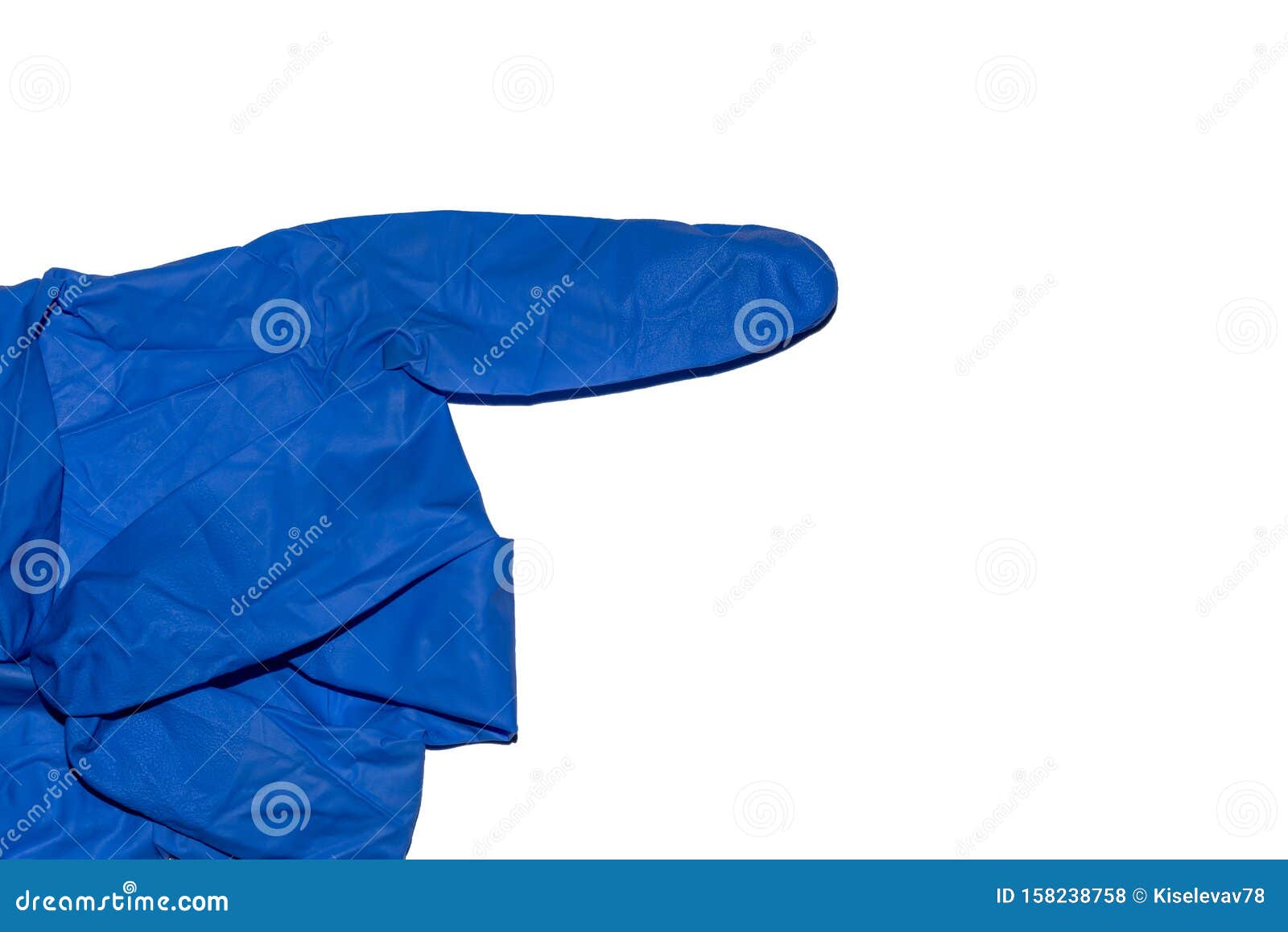 Blue Glove Isolated on White Background. Gesture Index Finger at Stock ...