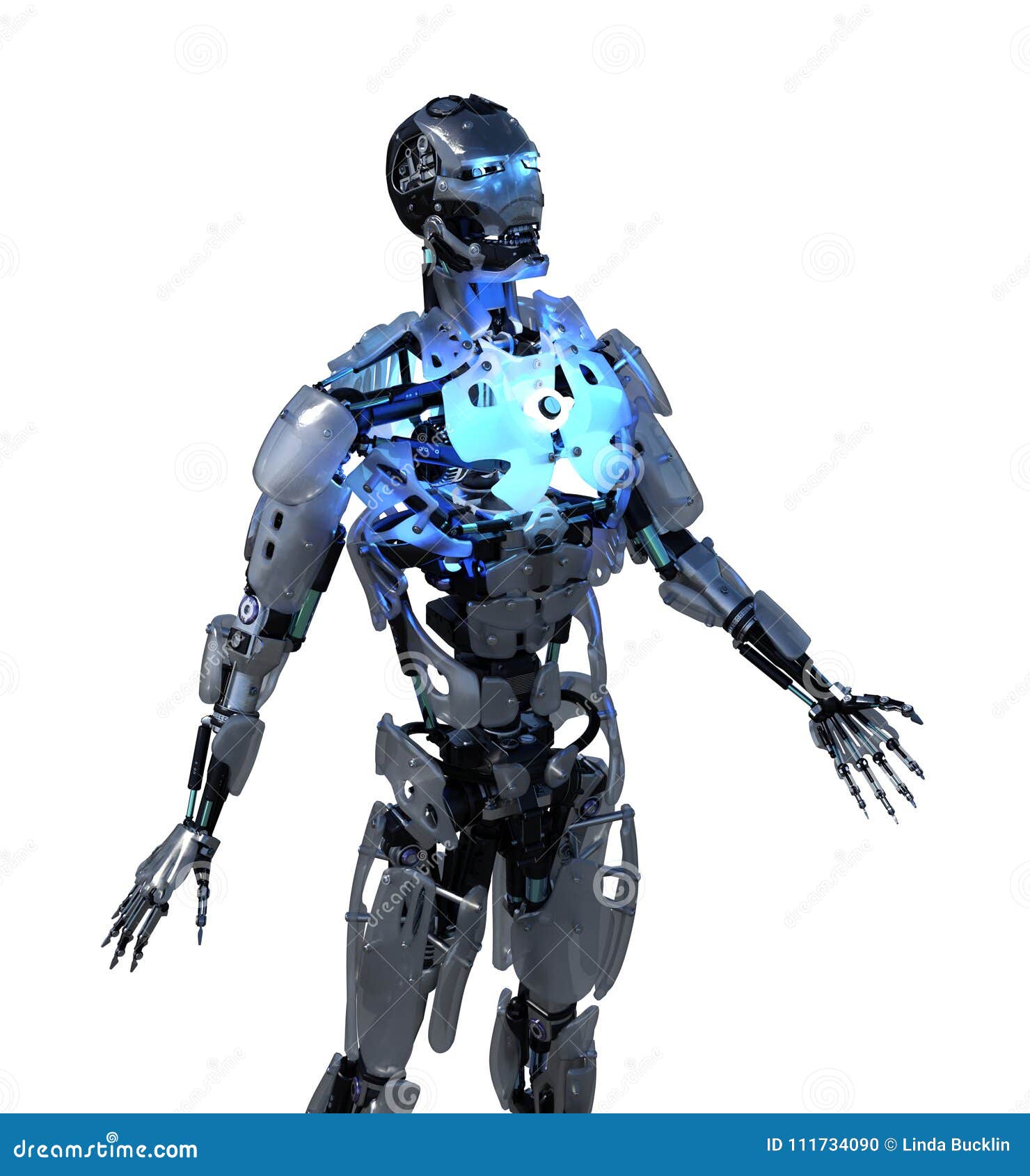 Blue Glow Robot stock illustration. Illustration of isolated - 111734090