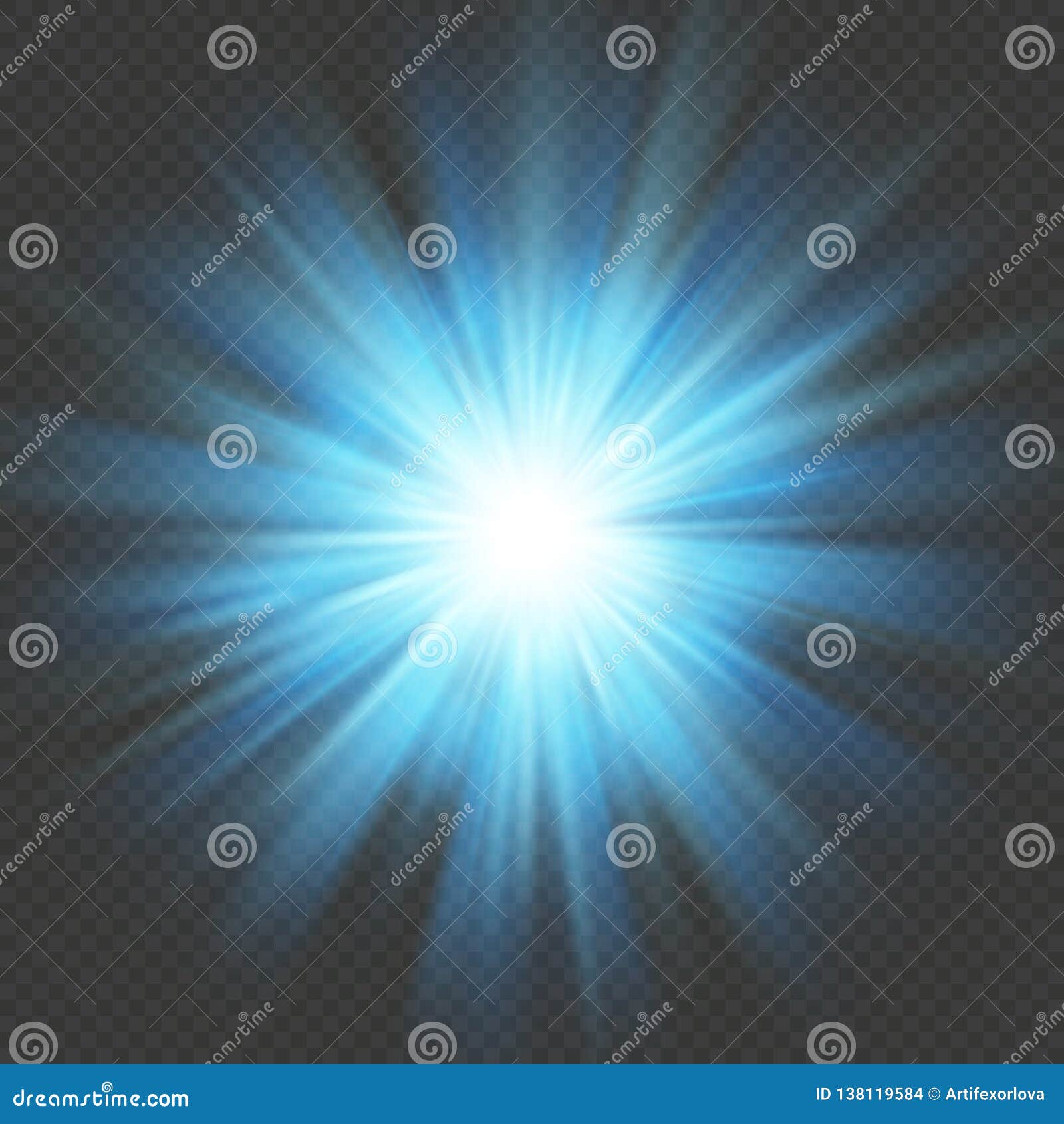 Blue Glow Star Burst Flare Explosion Light Effect. Isolated on ...