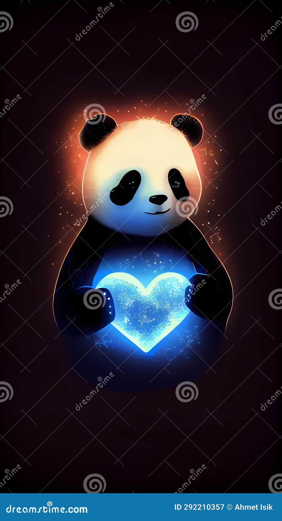 Glowing Cute Panda stock illustration. Illustration of comics - 292210357