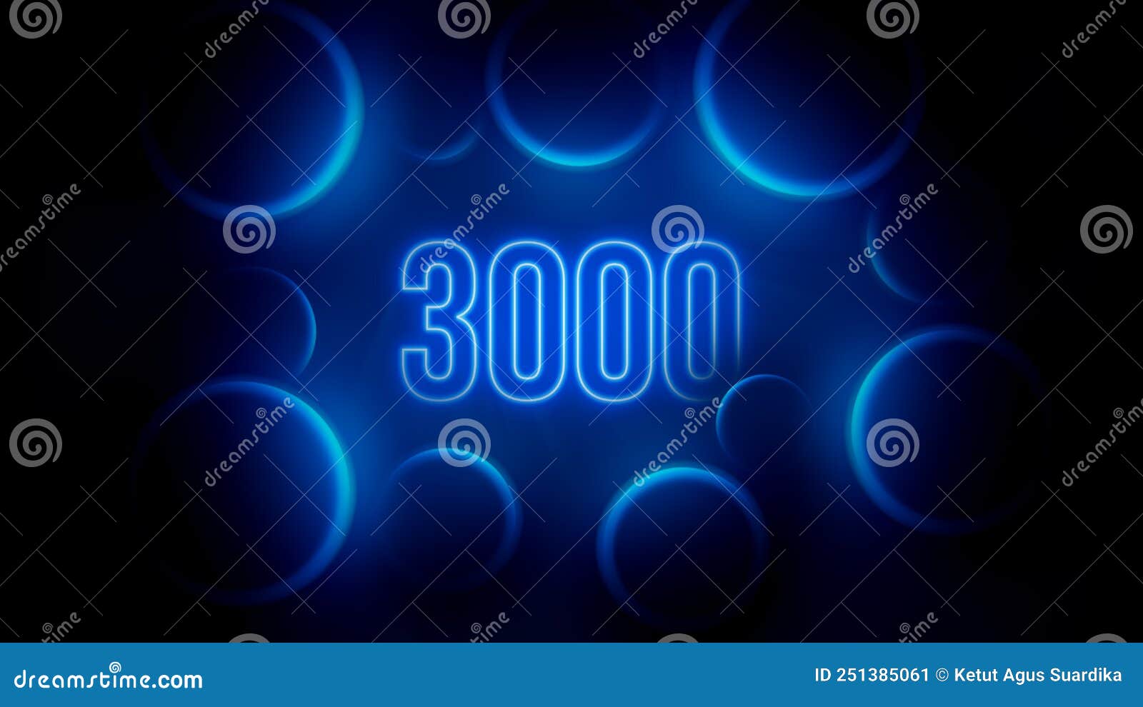 Blue Glowing Blurry Number 3000 Outlines Neon Light Inside Cinematic ...