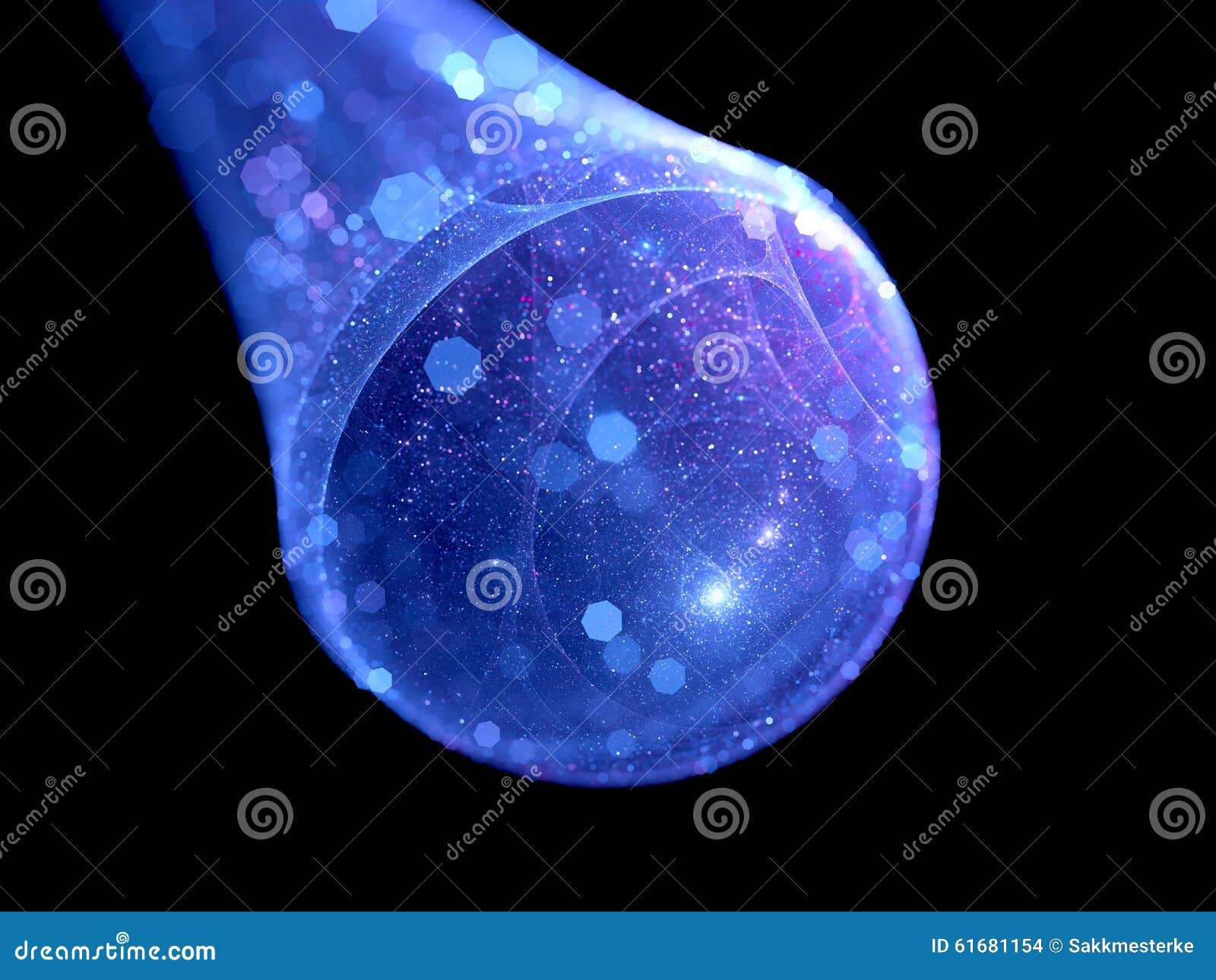 Blue Glowing Bubble Universe in Space with Particles Stock Illustration ...