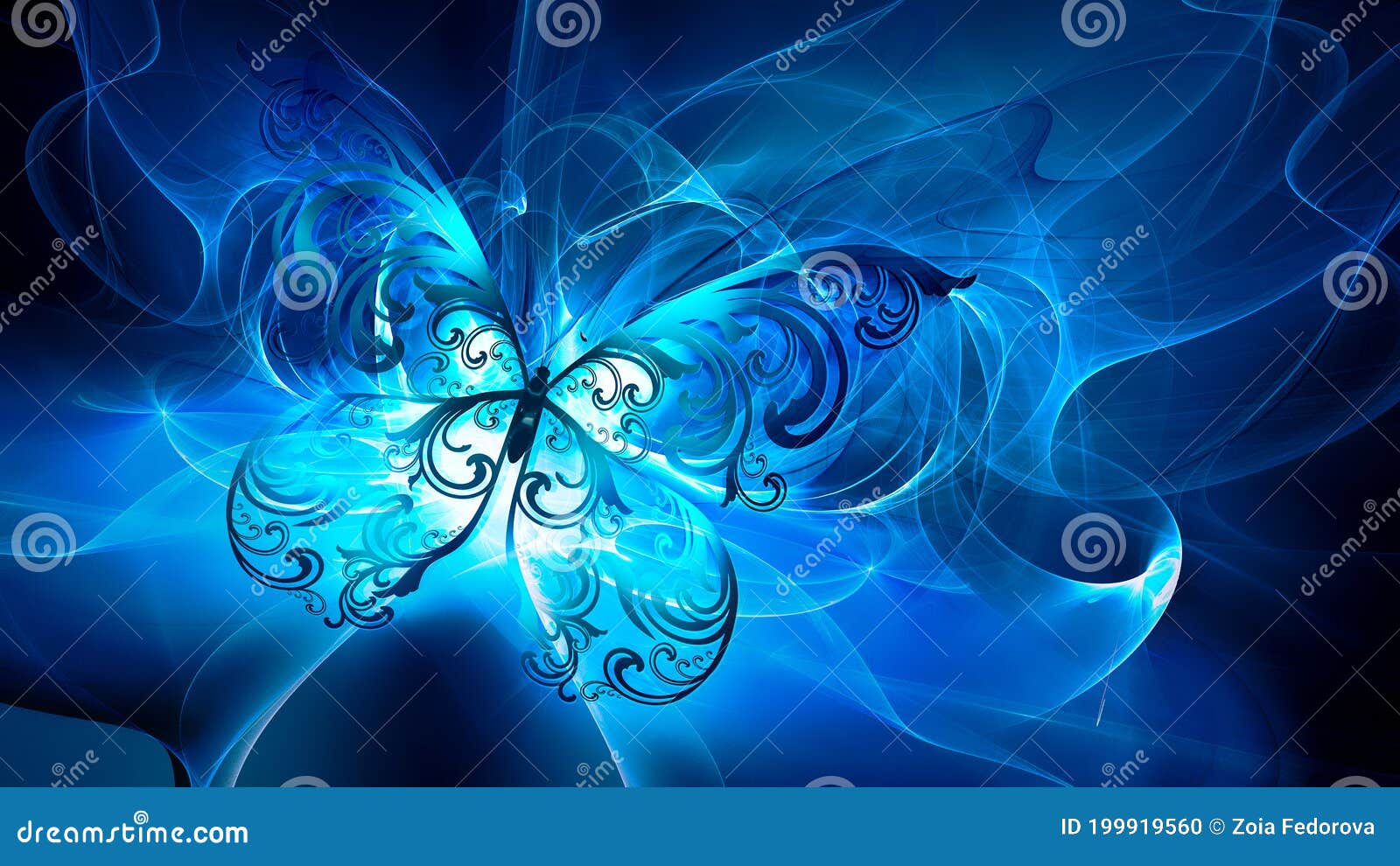 Blue glowing butterfly stock illustration. Illustration of moth - 199919560