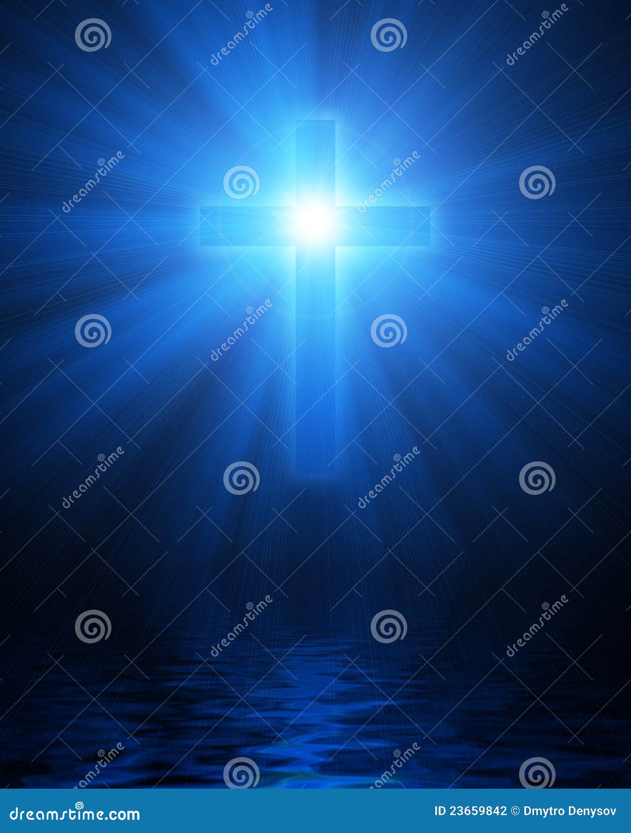 Blue Glowing Christian Cross Stock Illustration - Illustration of ...