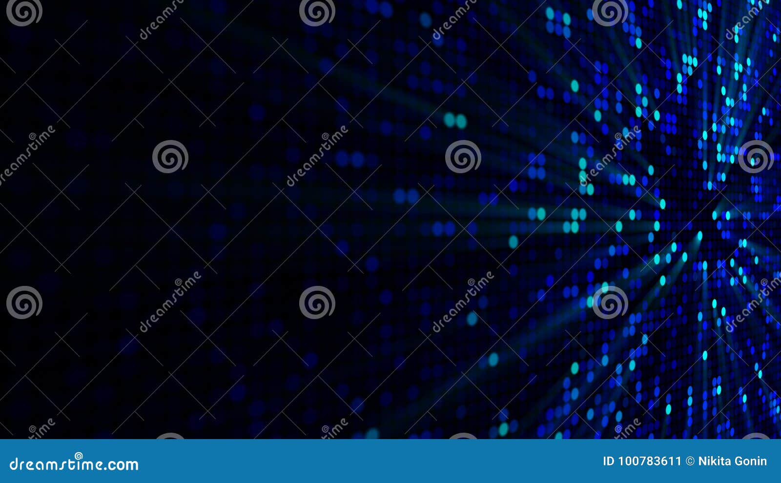 Blue Glowing Circle Pixels on Edge of LED Screen Stock Illustration ...