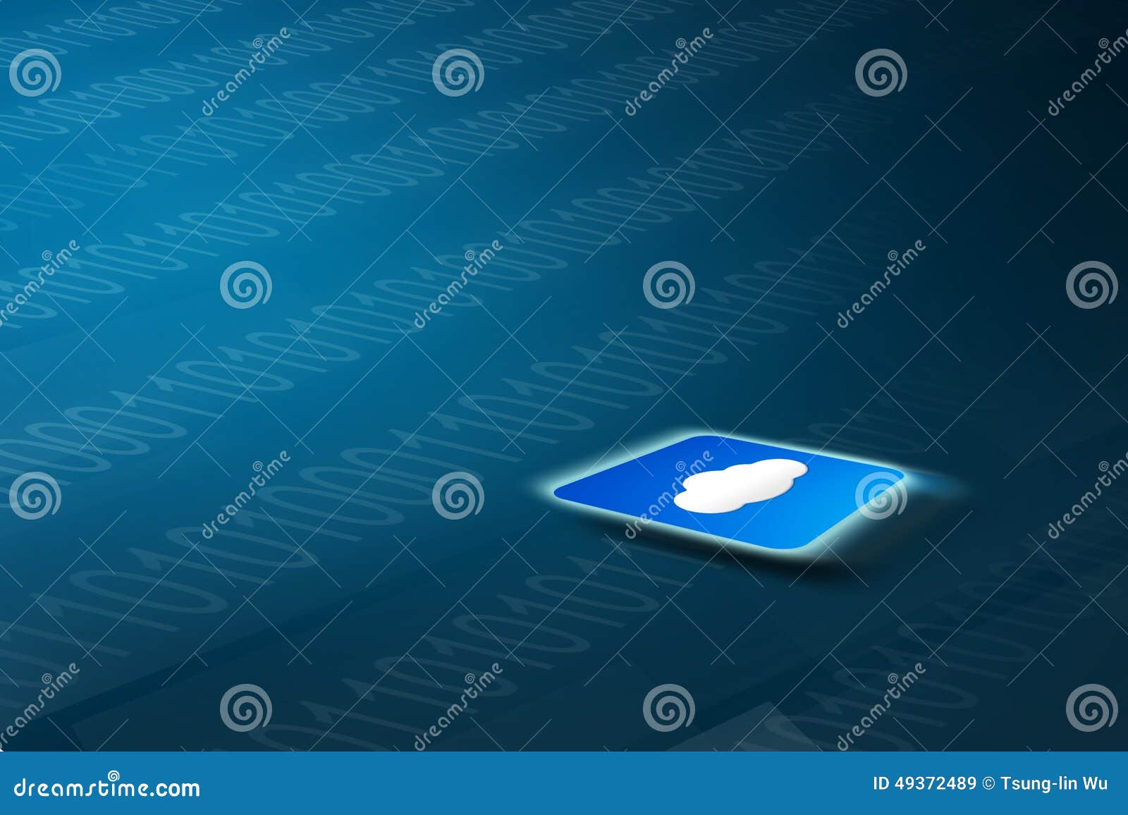 Blue Glowing Cloud App Icon on Tech Background Stock Image - Image of ...