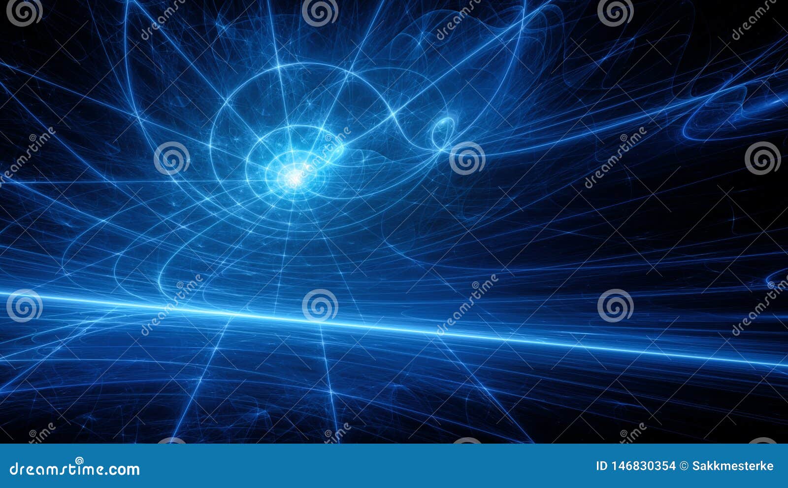 Blue Glowing Crazy Trajectories in Space Stock Illustration ...