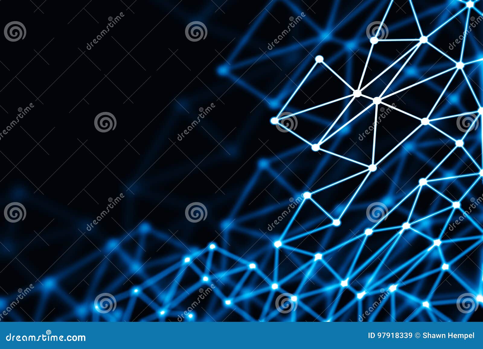 Blue Glowing 3D Low Poly Wireframe Mesh - Network or Cyber Inter Stock ...