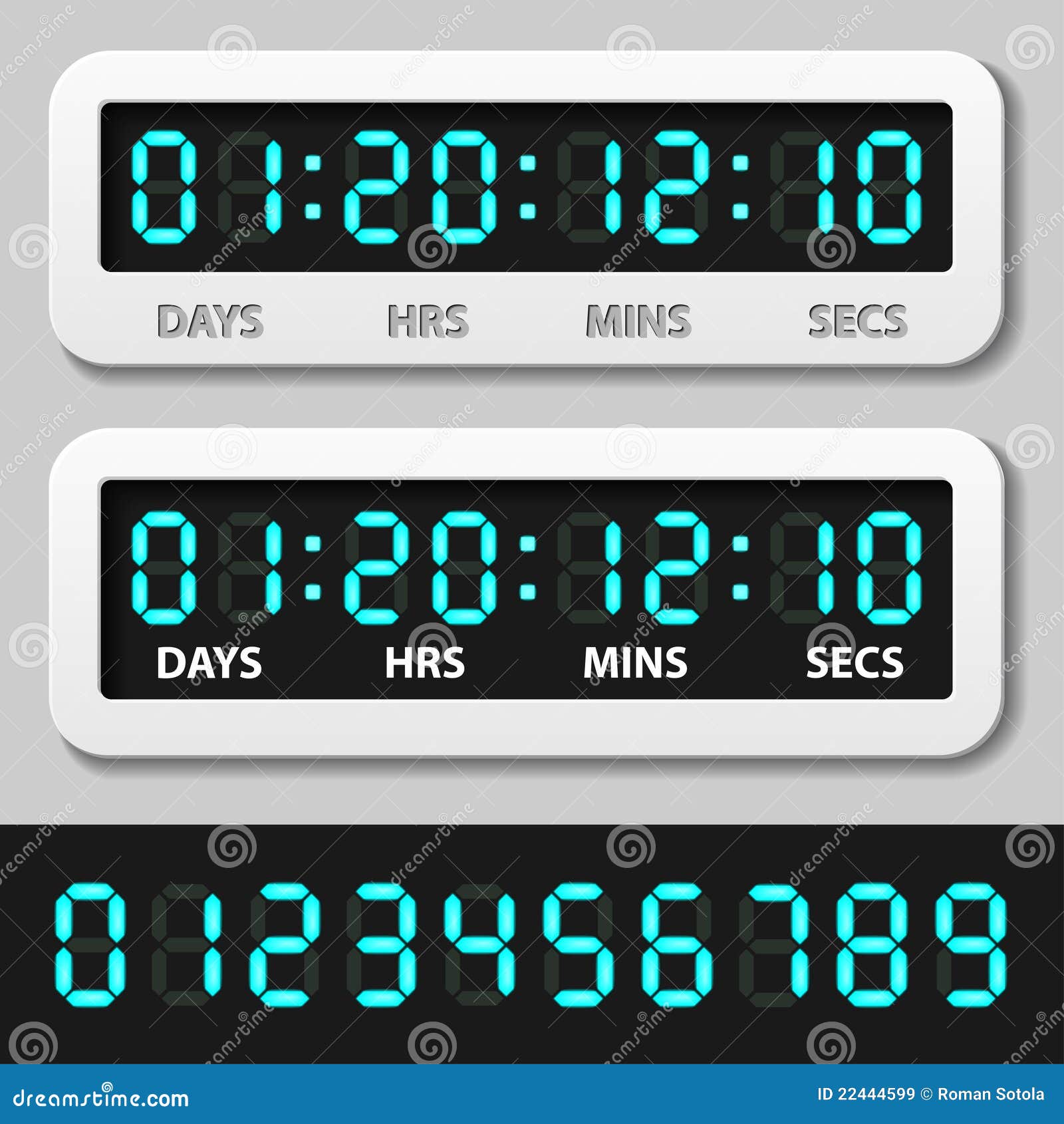 Blue Glowing Digital Numbers - Countdown Timer Stock Vector ...