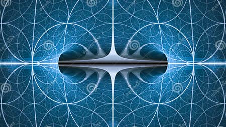 Blue Glowing 4 Dimensional Object in Space Abstract Fractal Background ...