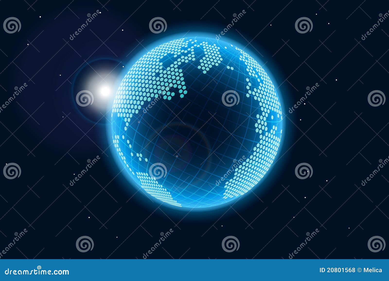 Blue glowing Earth stock vector. Illustration of horizon - 20801568