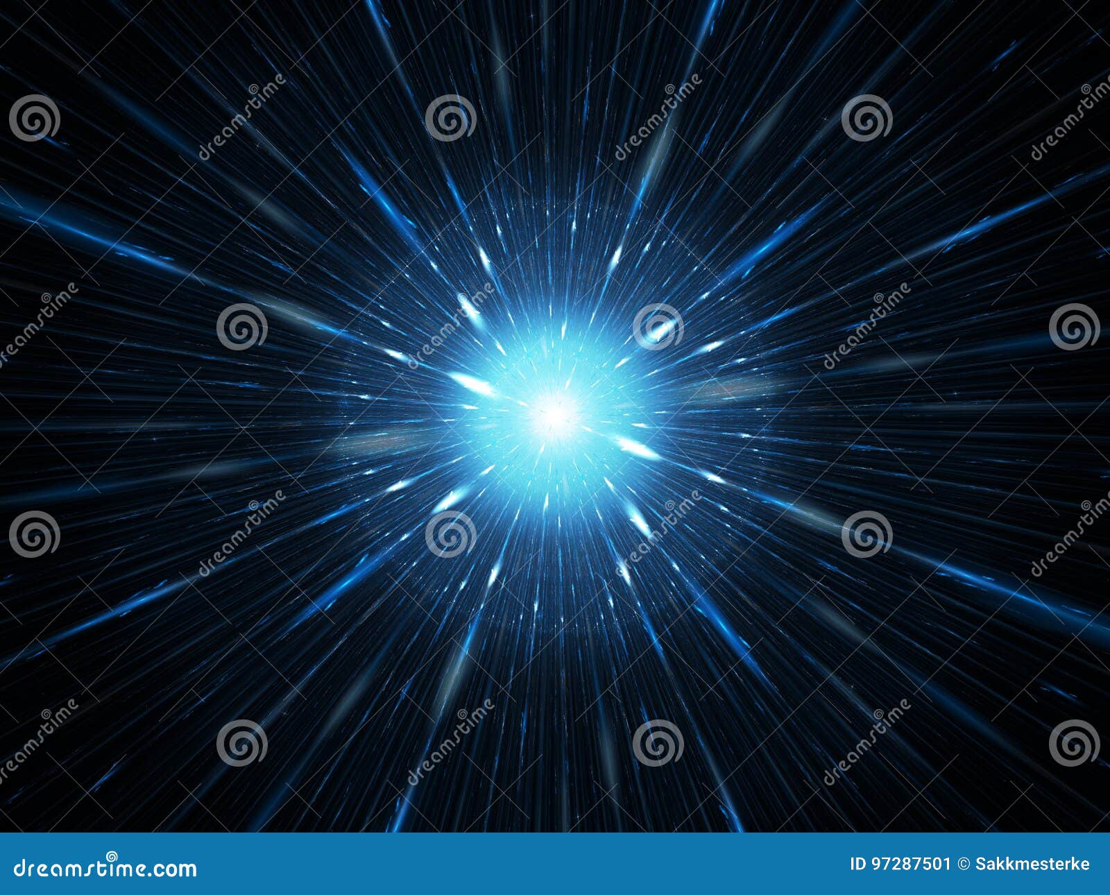 Blue Glowing Explosion in Space, Starburst Stock Illustration ...
