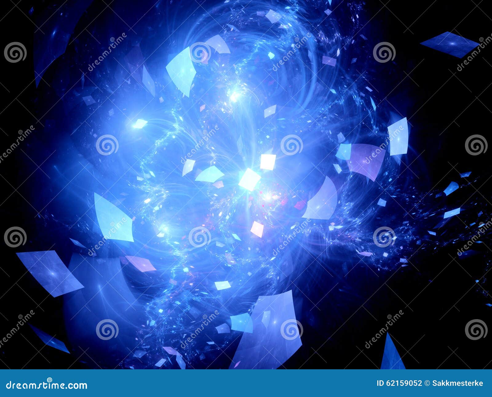 Blue Glowing Flying Squares in Deep Space Stock Photo - Image of ...