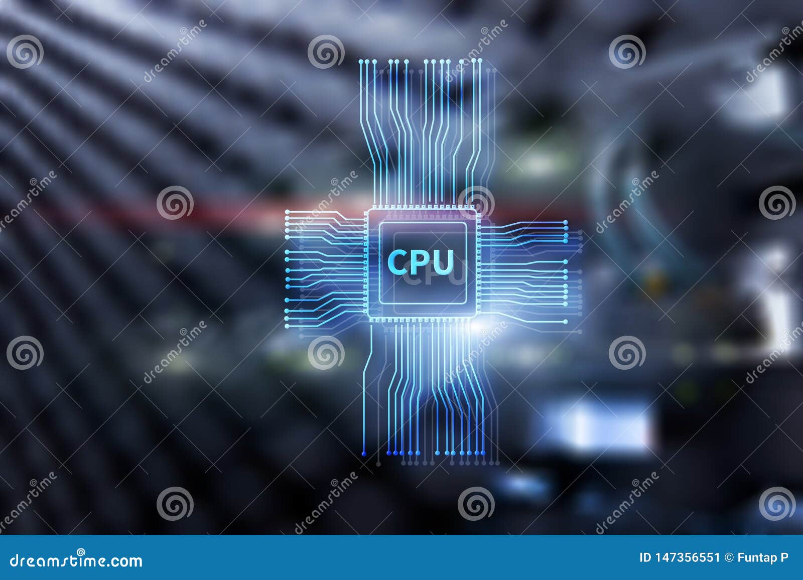 Blue Glowing Futuristic Cpu in the Center of Computer System Stock ...