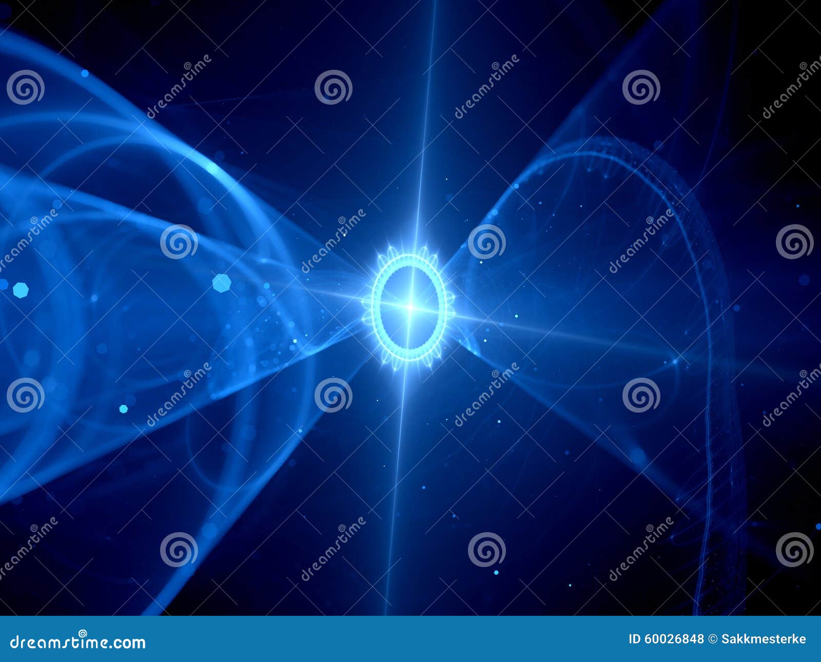 Blue Glowing Futuristic Spaceship in Space Stock Illustration ...
