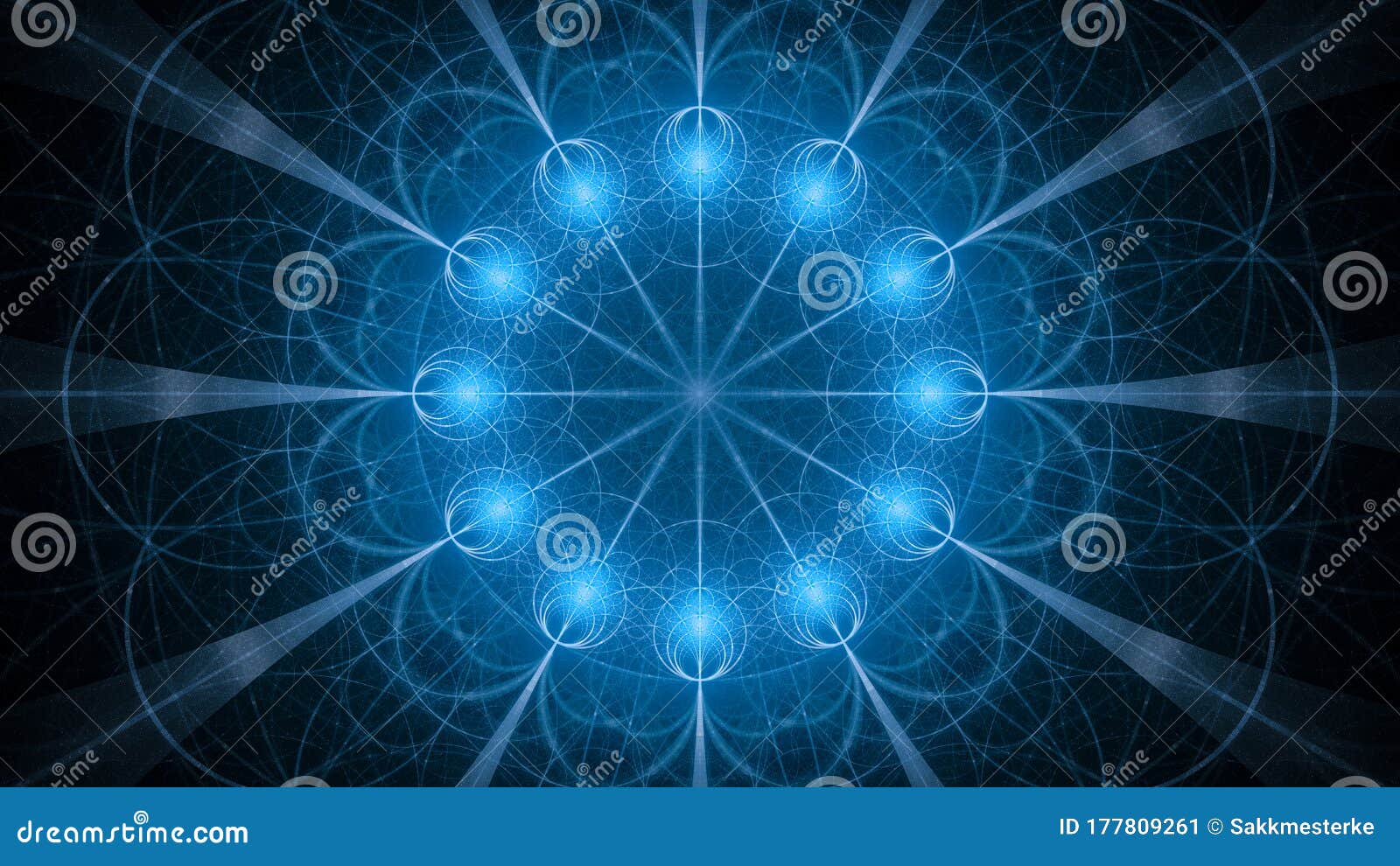Blue Glowing Galactic Clock Abstract Fractal Background Stock ...