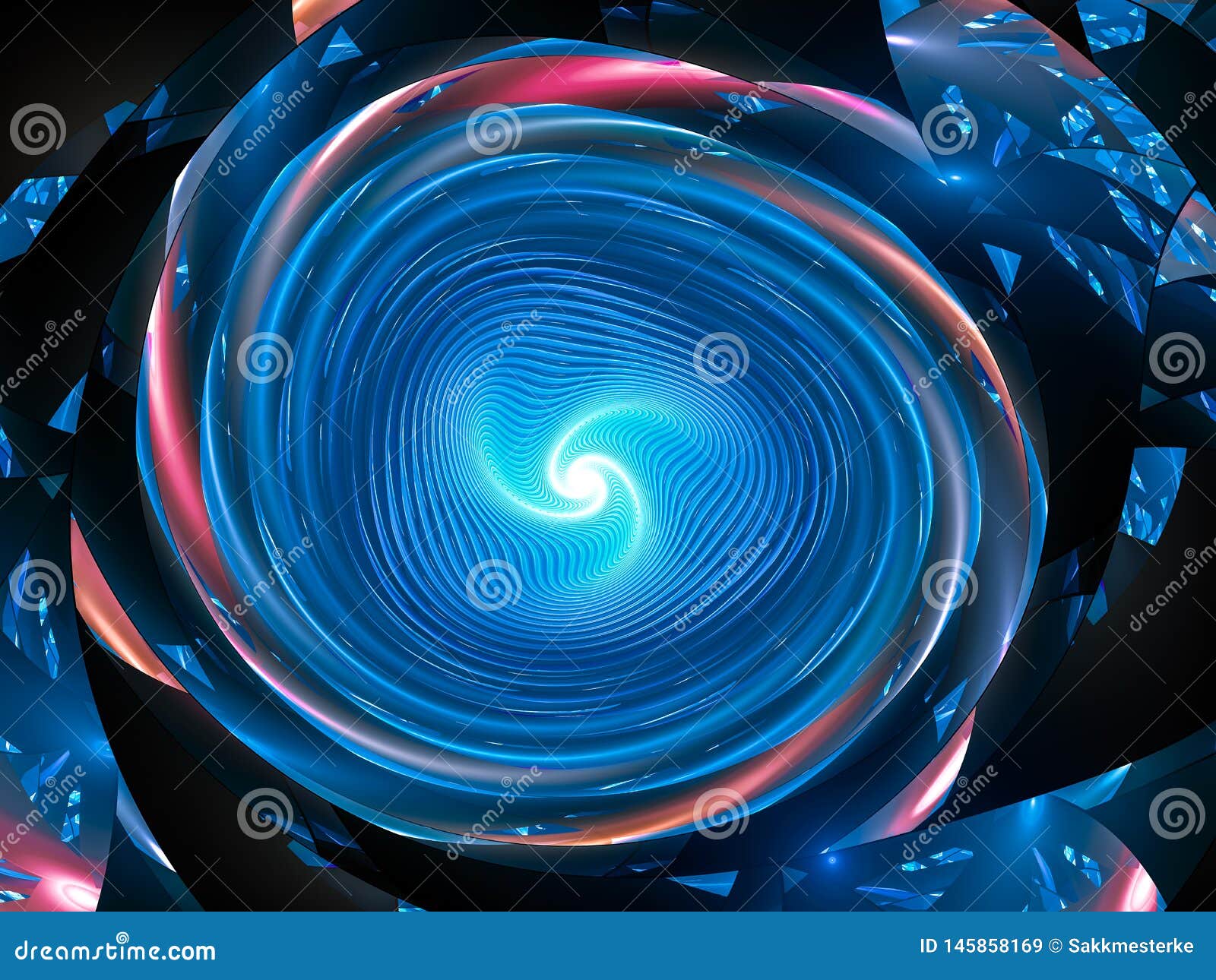 Blue Glowing Galactic Spinning Wheel Stock Illustration - Illustration ...