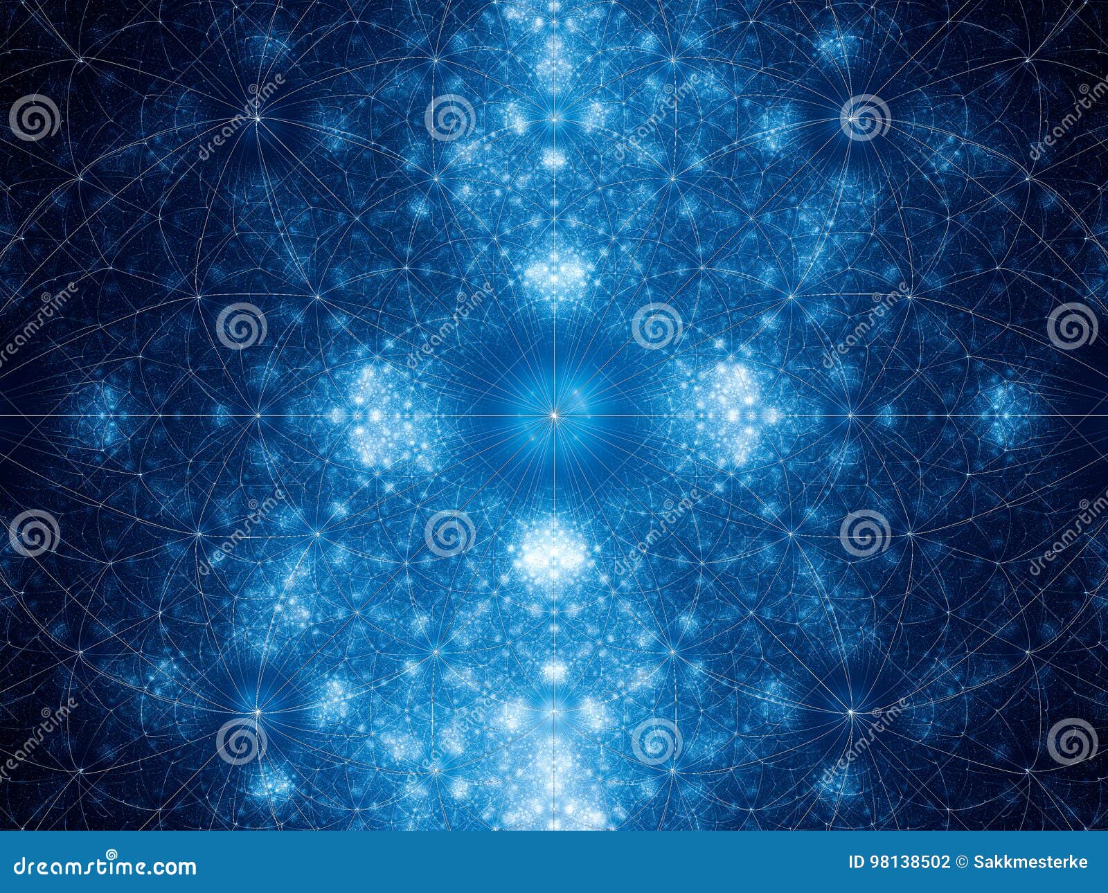 Blue Glowing Geometrical Fibonacci Shapes Fractal Stock Illustration ...