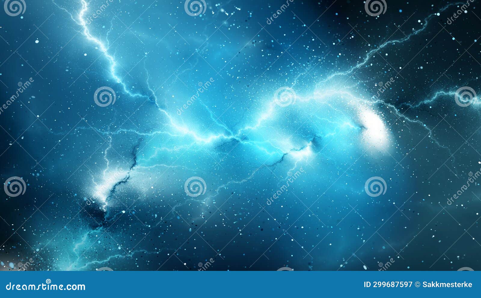 Blue Glowing High-energy Plasma Lightning in Space Stock Illustration ...