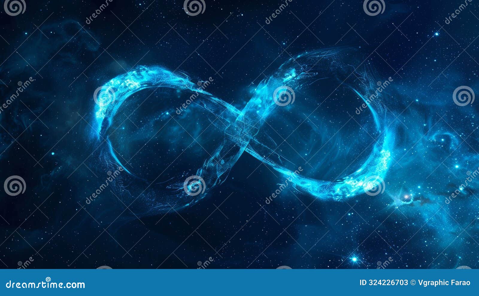Blue Glowing Infinity Symbol in Outer Space, Cosmic Concept Stock Image ...
