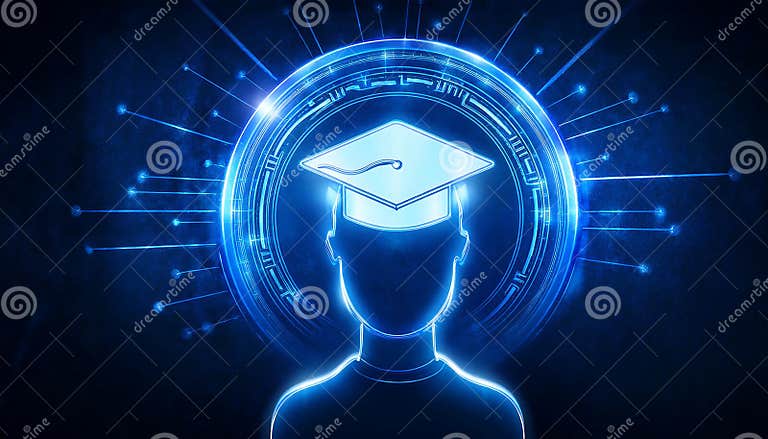 Blue Glowing Learning Icon Symbol of Intellectual Thinking Idea Stock ...