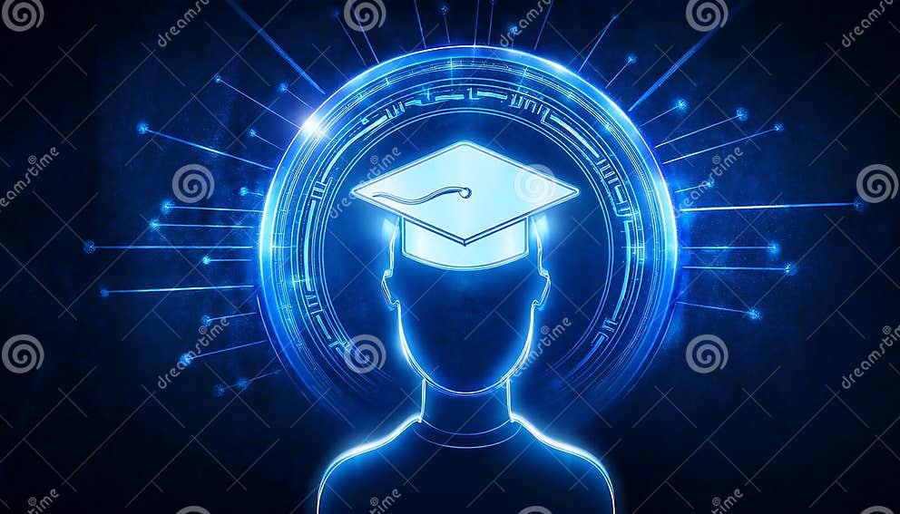 Blue Glowing Learning Icon Symbol of Intellectual Thinking Idea Stock ...