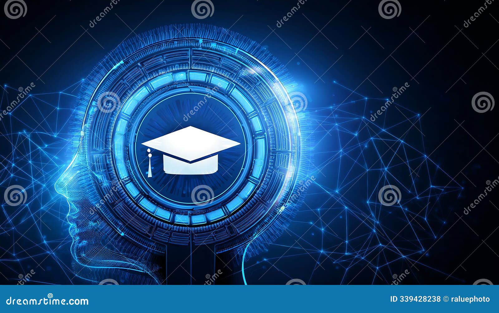Blue Glowing Learning Icon Symbol of Intellectual Thinking Idea Stock ...