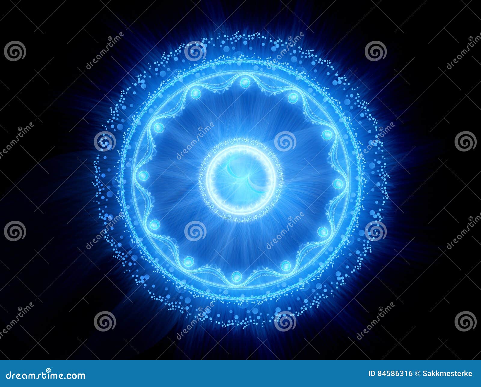 Blue Glowing Magical Stargate in Space Stock Illustration ...