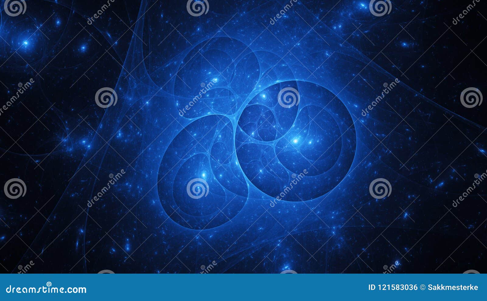 Blue Glowing Multidimensional Bubbles in Space Stock Illustration ...