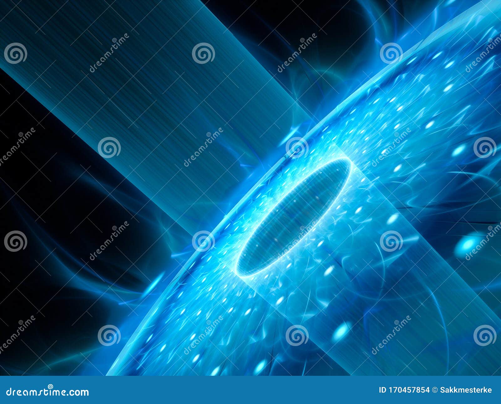 Blue Glowing Multidimensional Portral in Space Stock Illustration ...