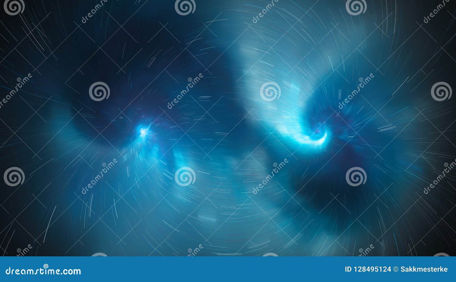 Blue Glowing Nebula with Dashed Force Field Trajectories Stock ...