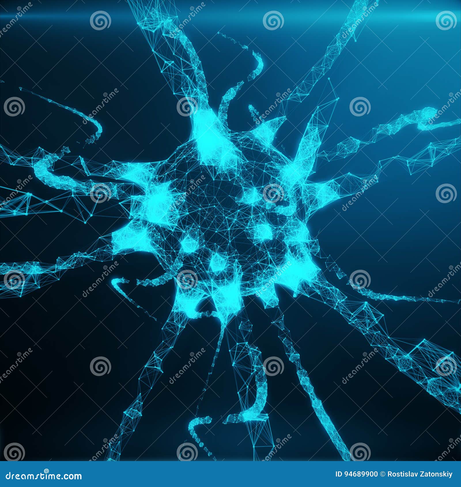 Blue Glowing Neuron. Artificial Neuron in Concept of Artificial ... Blue Glowing Neuron. Artificial Neuron in Concept of Artificial ...