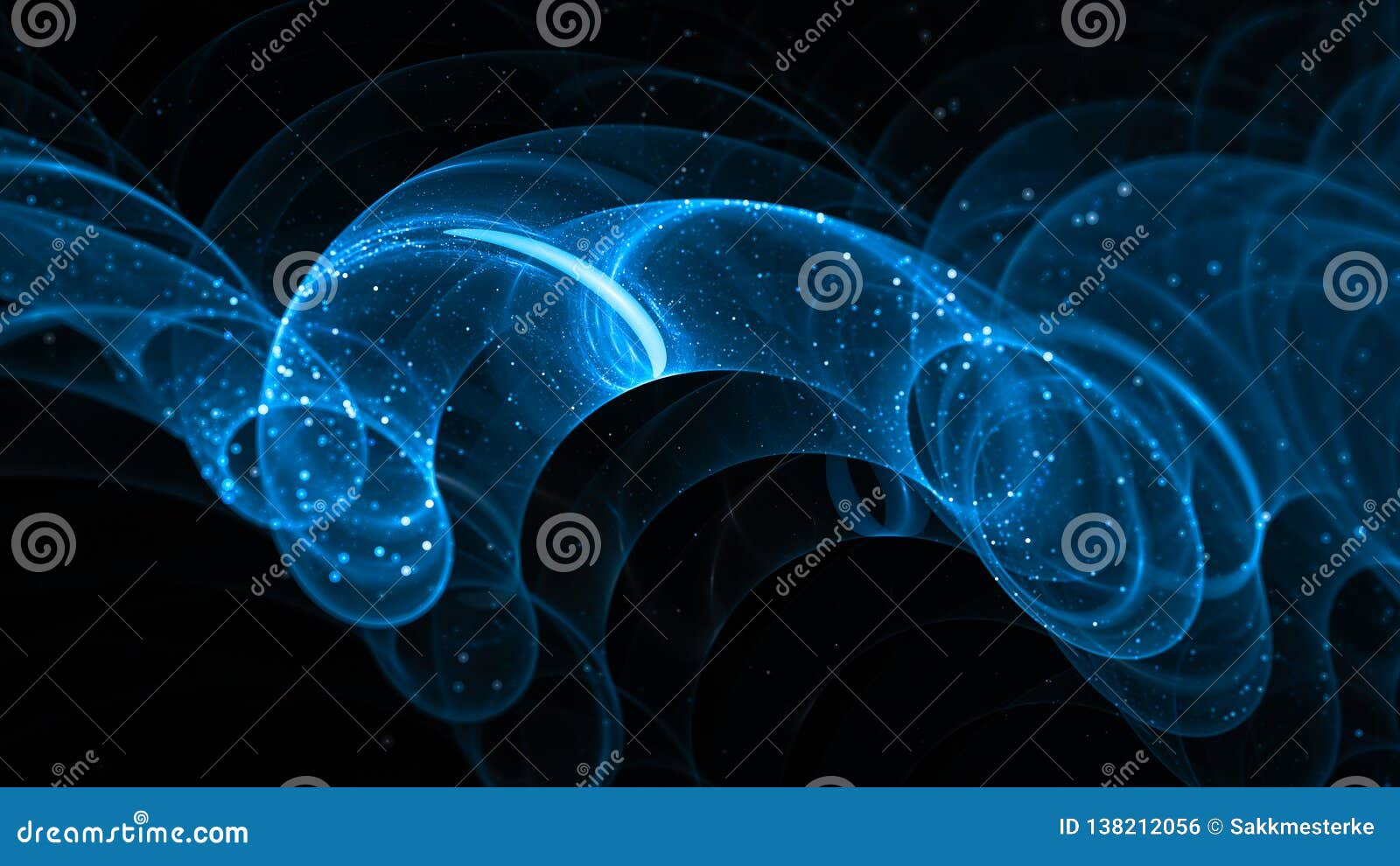 Blue Glowing New Technology Loops in Space Stock Illustration ...