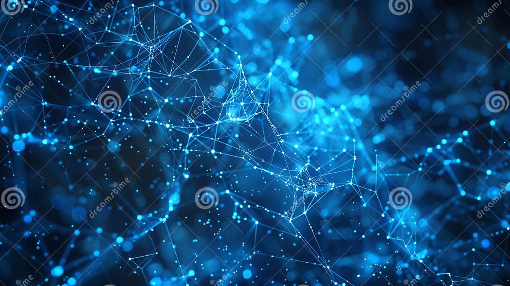 Blue Glowing Particles Forming an Intricate Web-like Pattern, Creating ...