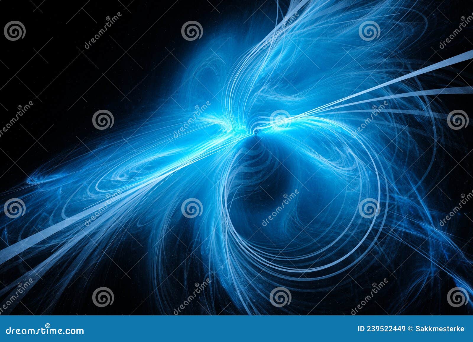 Blue Glowing Plasma Loop in Space Abstract Background Stock ...