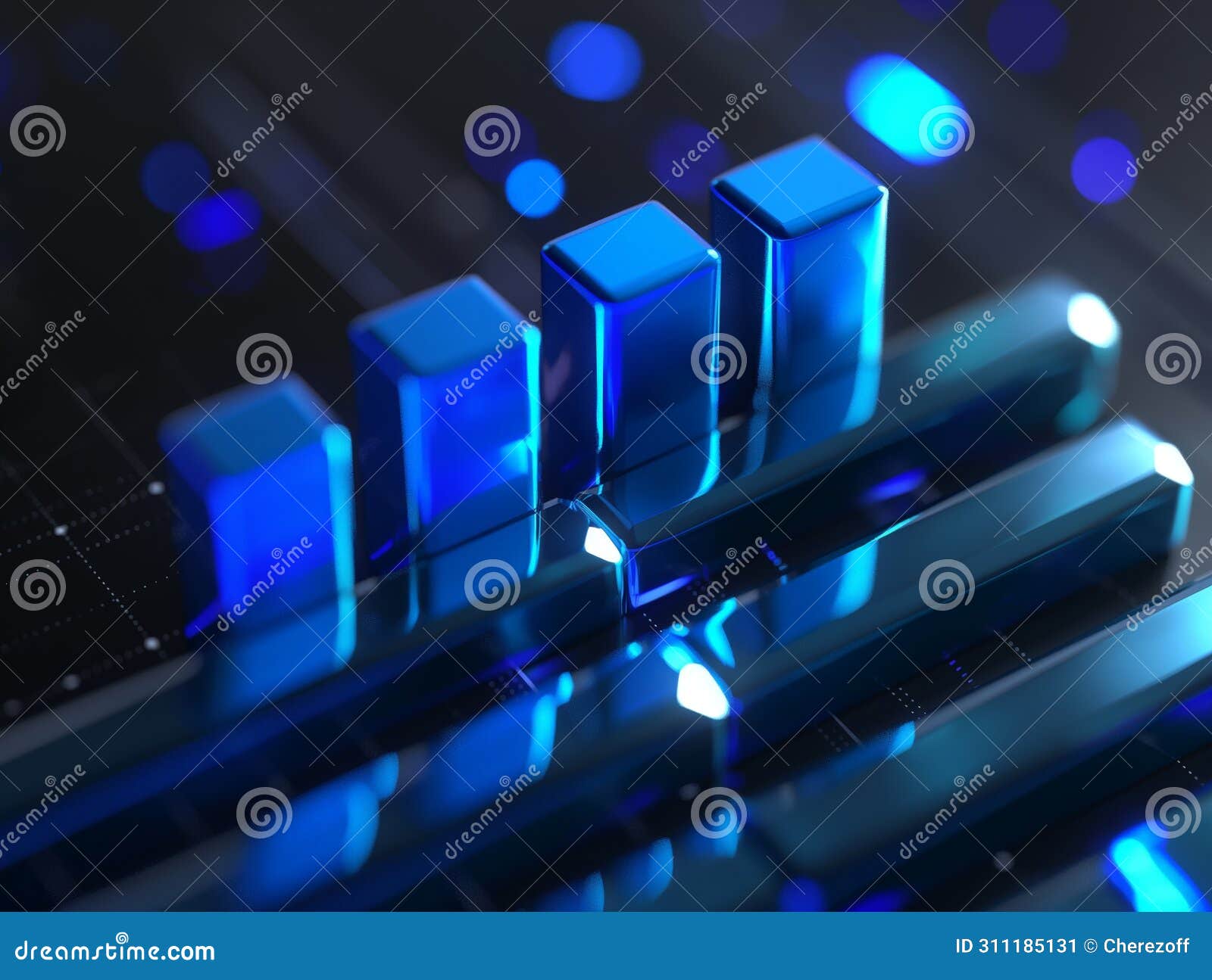 Blue Glowing Progress Bars on Dark Background Stock Image - Image of ...