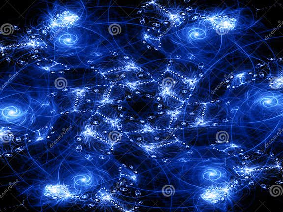 Blue Glowing Quantum Fractal Patterns Stock Photo - Image of background ...