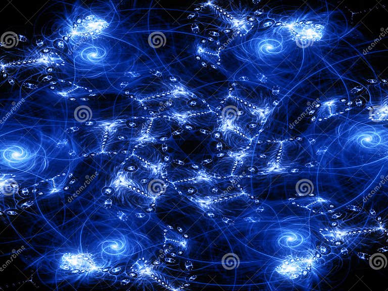 Blue Glowing Quantum Fractal Patterns Stock Photo - Image of background ...