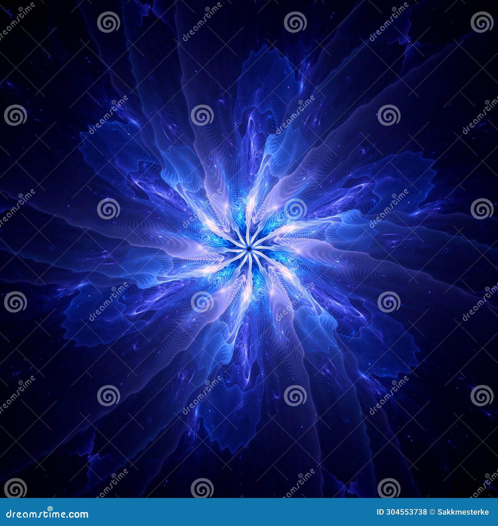 Blue Glowing Quantum Particle Fractal in Space Stock Illustration ...
