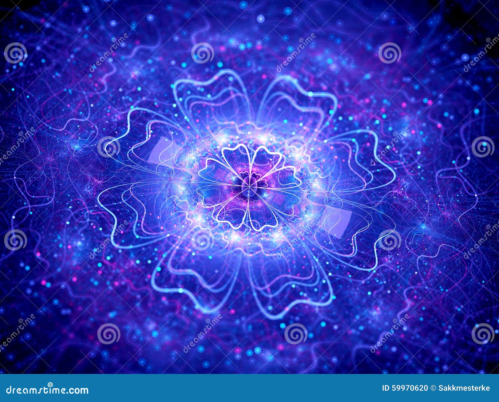 Blue Glowing Quantum with Particles Stock Illustration - Illustration ...