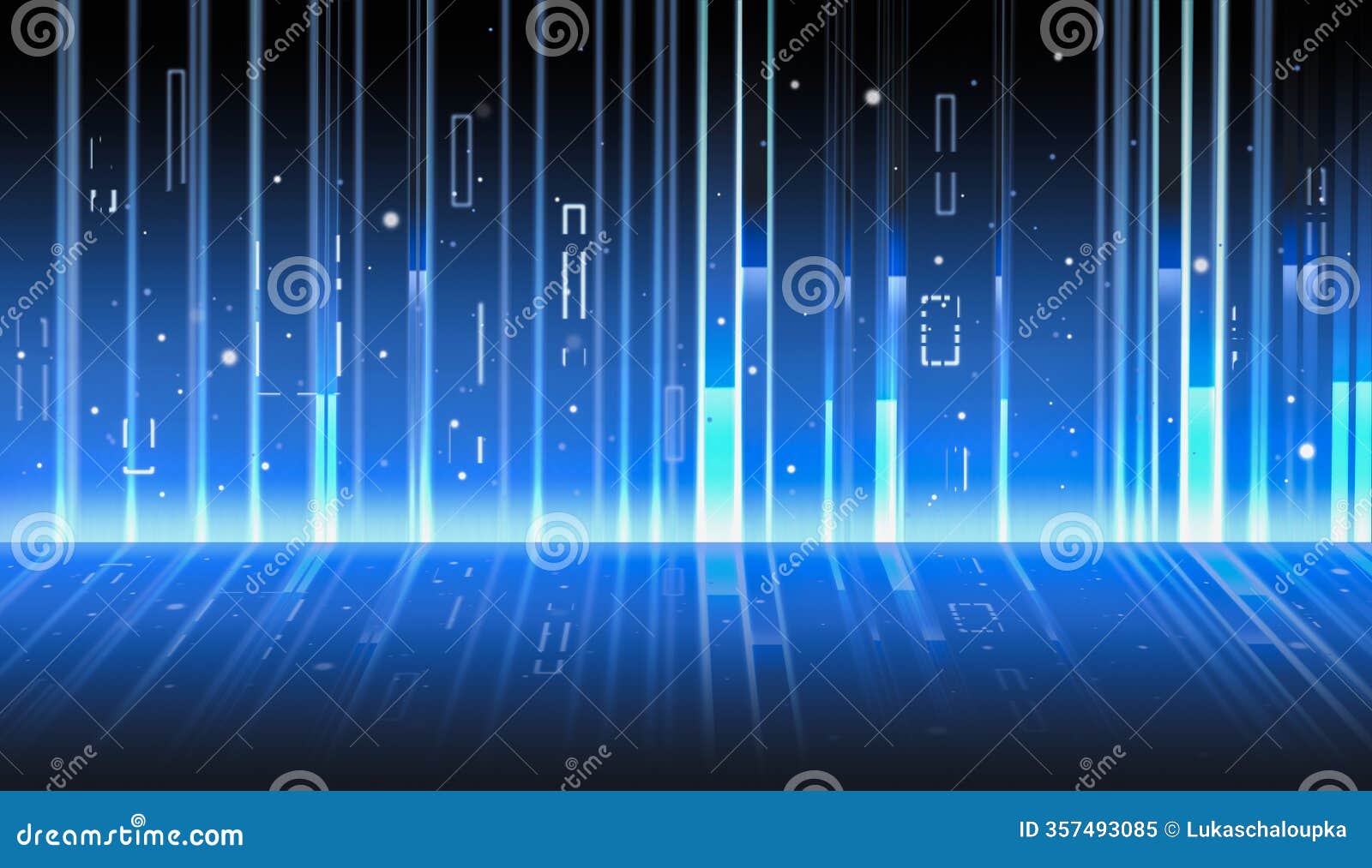 Blue Glowing Rectangle Lines and Light Rays on Dark Background. Big ...