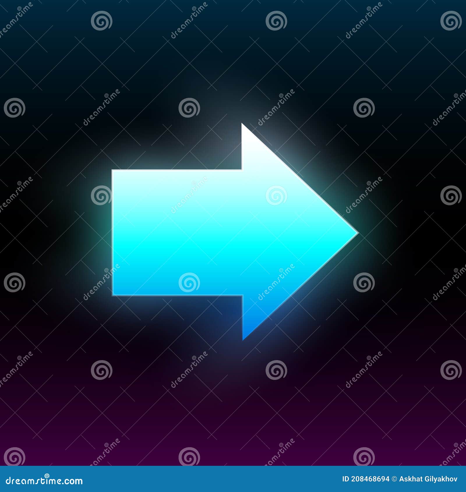 Blue Glowing Right Arrow. Modern Glowing Direction Pointer with Vibrant ...