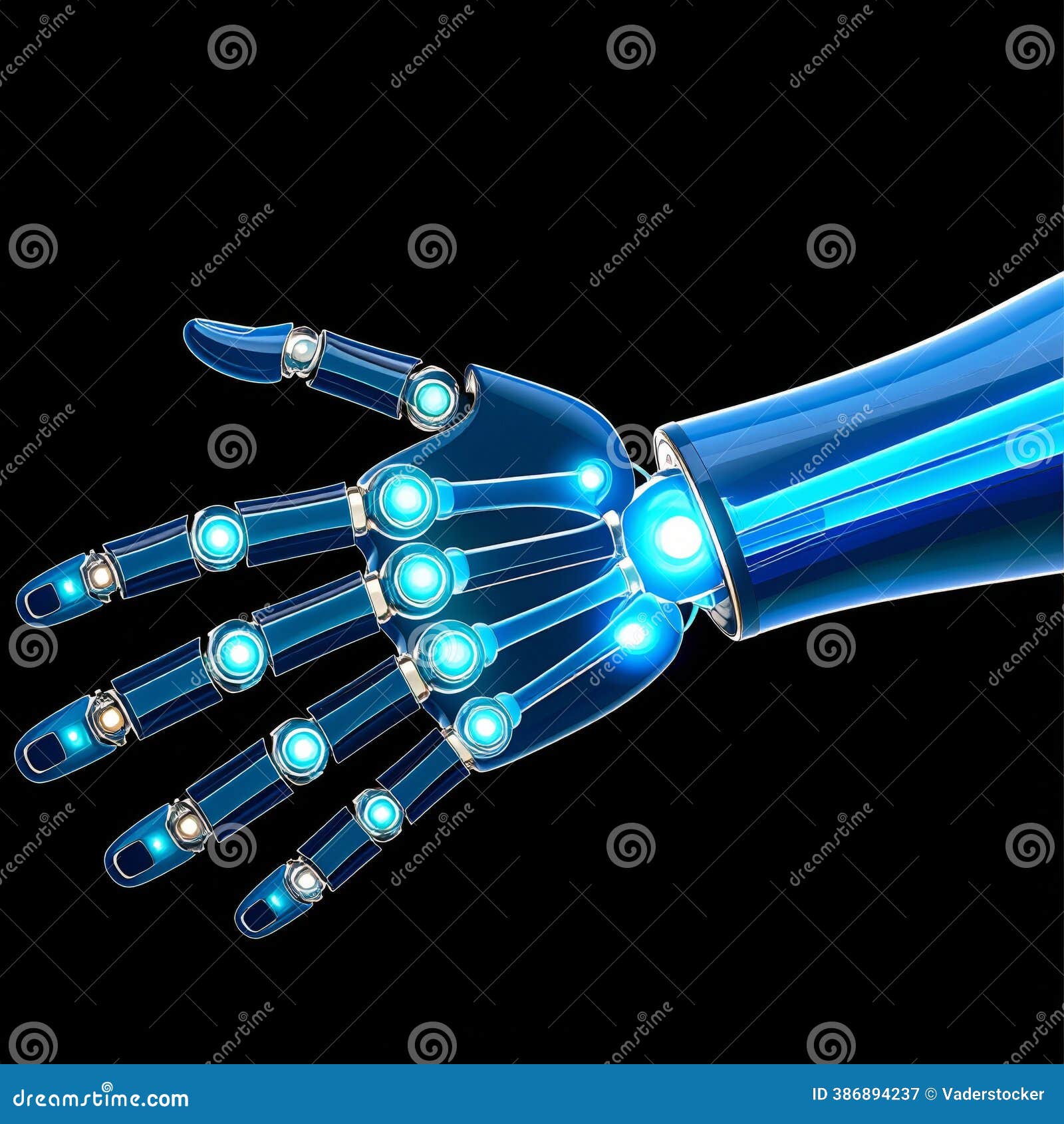 Glowing Robotic Arm With Rotating Joint Movements Stock Photo ...