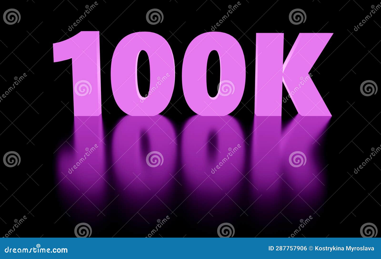 A Blue Glowing Sign Saying 100k in Dark Empty Room Stock Illustration ...
