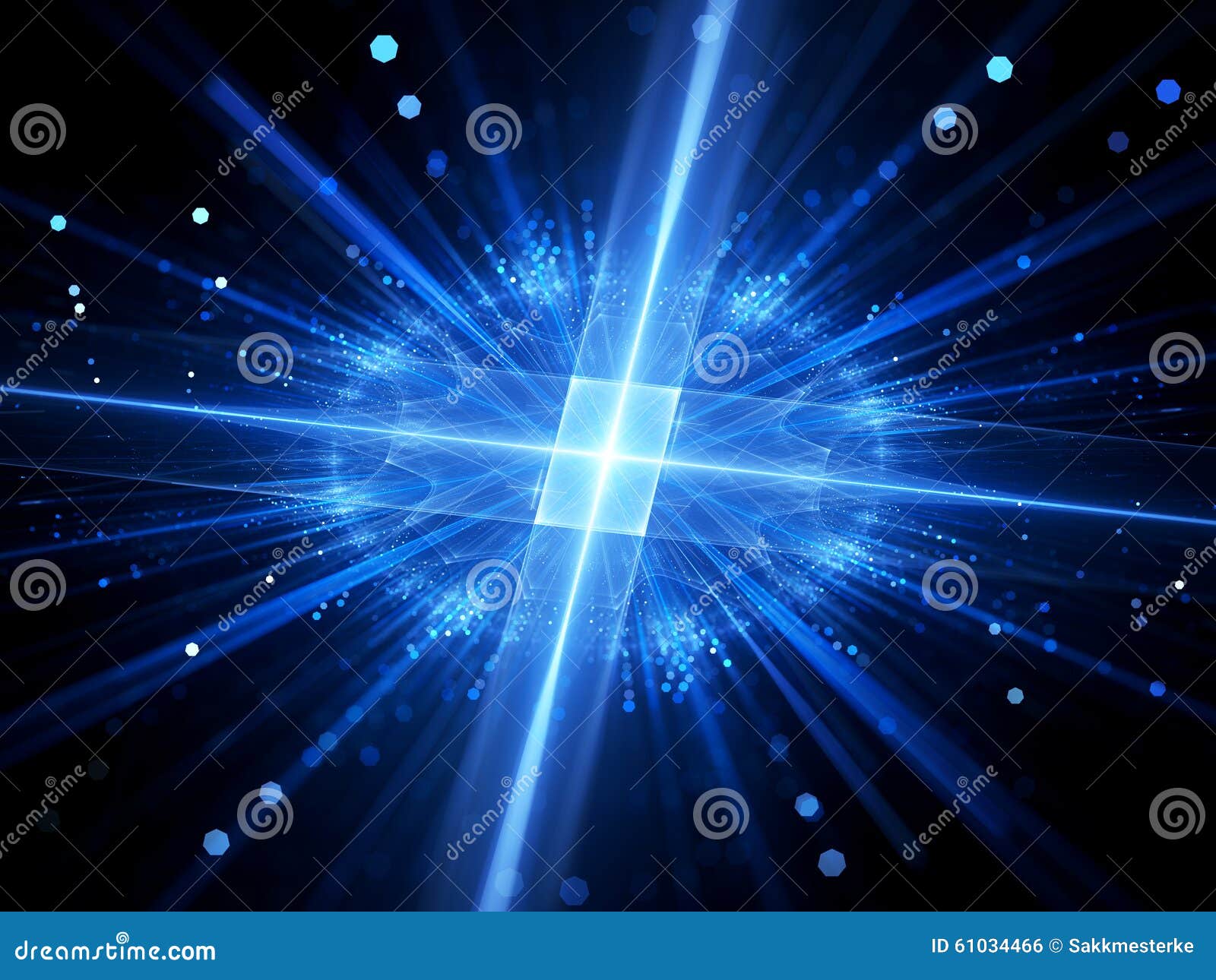 Blue Glowing Spherical Explosion in Space Stock Illustration ...