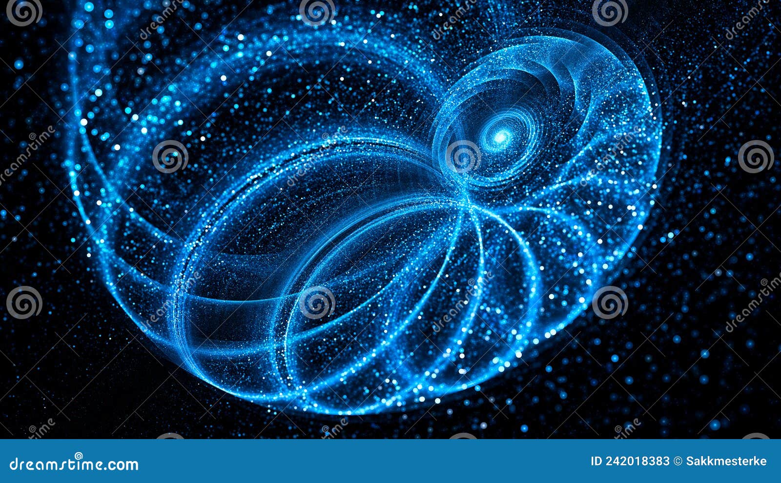 Blue Glowing Spiral Galaxy in Outer Space Stock Illustration ...