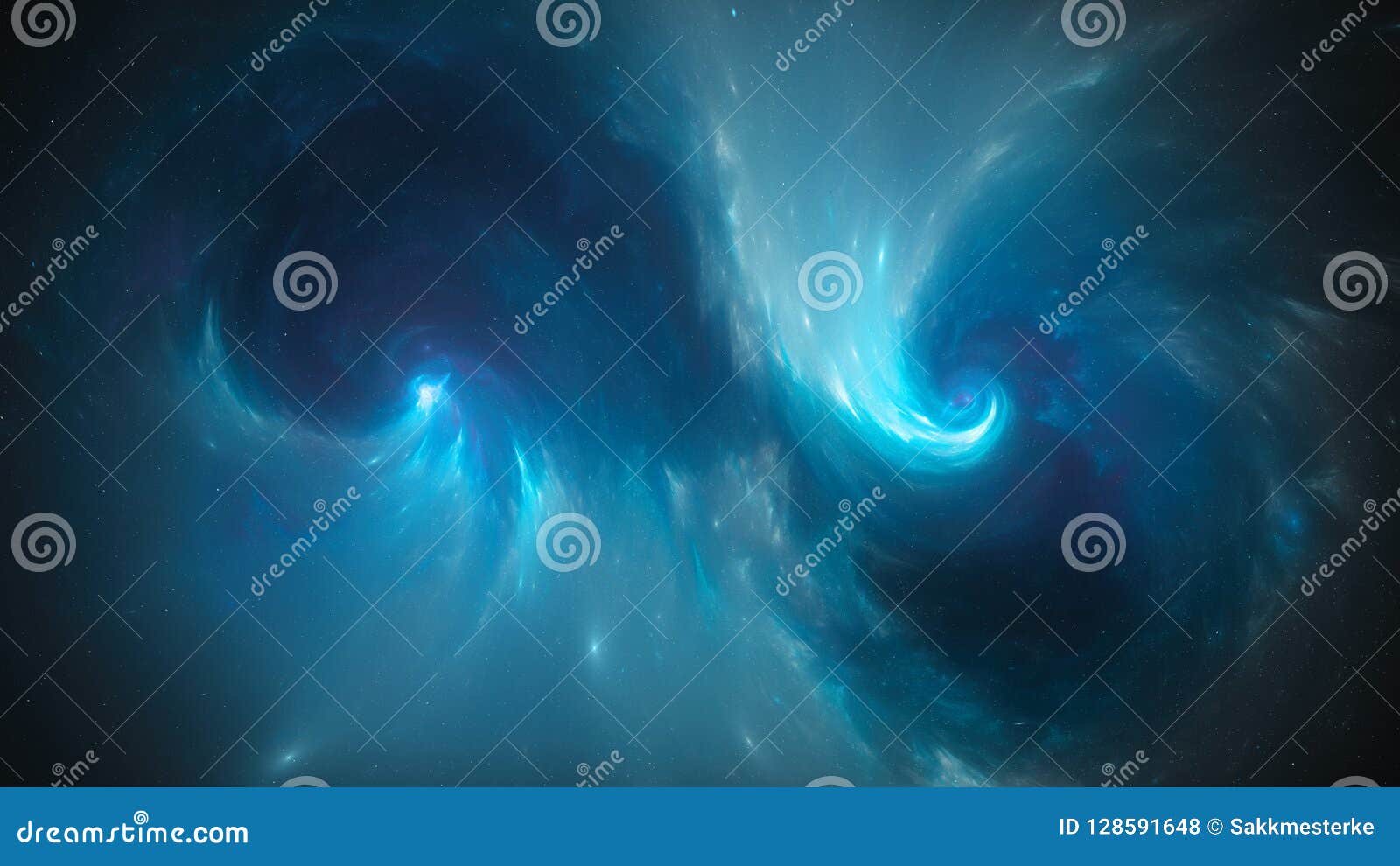 Blue Glowing Spiral Singularities in Space Stock Illustration ...